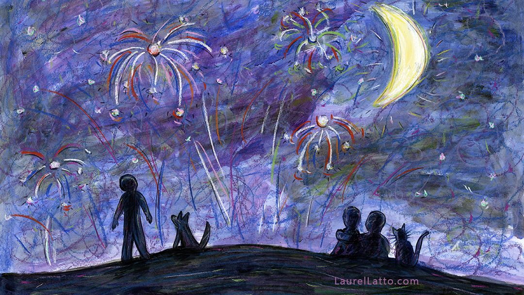 Fireworks Art Illustration - DonnaBellas Art